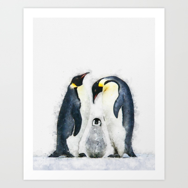 Watercolor Penguim artwork Penguin art Original art Penguin family art ...