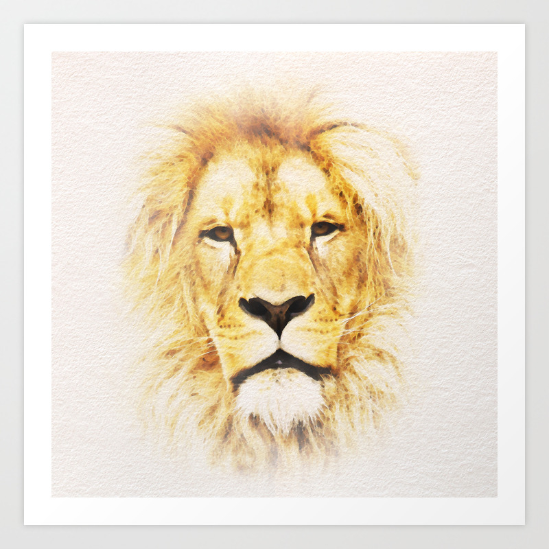 Watercolor Lion Head