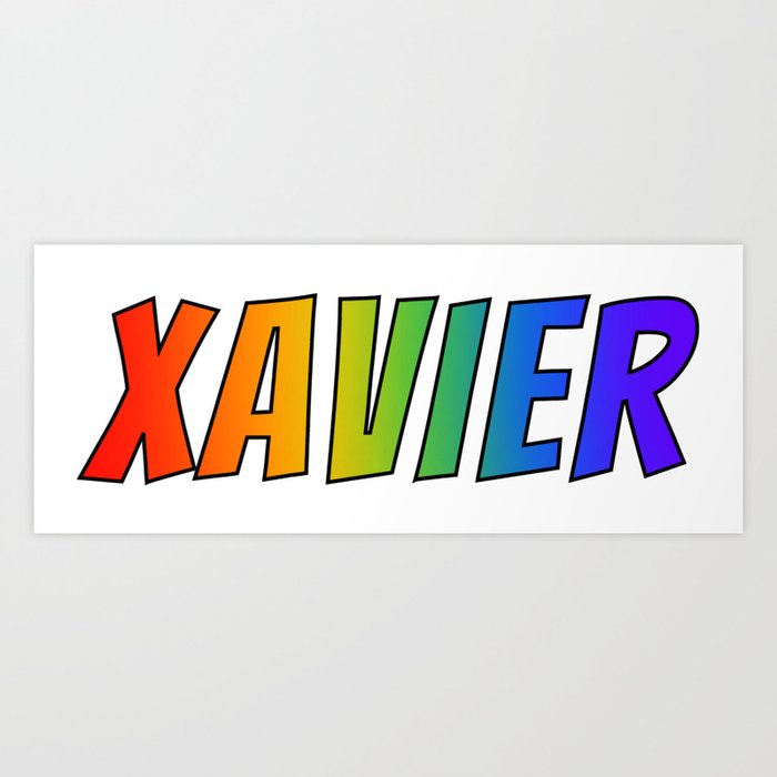 "XAVIER" First Name Rainbow Spectrum Gradient Colors Pattern Art Print ...