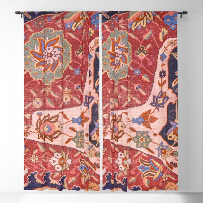 Arabesque Floral II // 17th Century Rich Red Colors Interlaced Blue ...