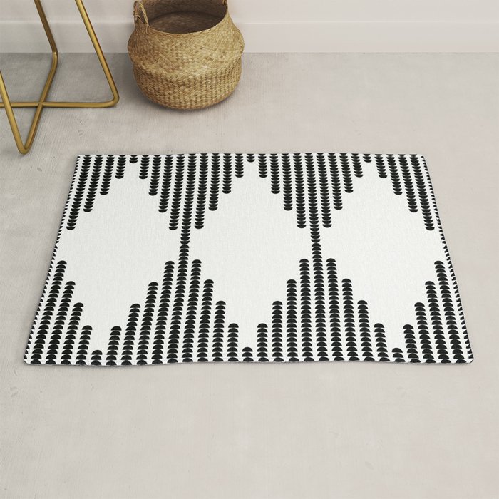 Moon Phases Pattern in Black and White Rug by nineFlorals | Society6