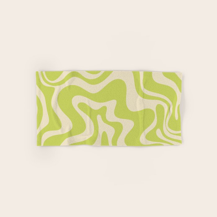 lime green patterned towels