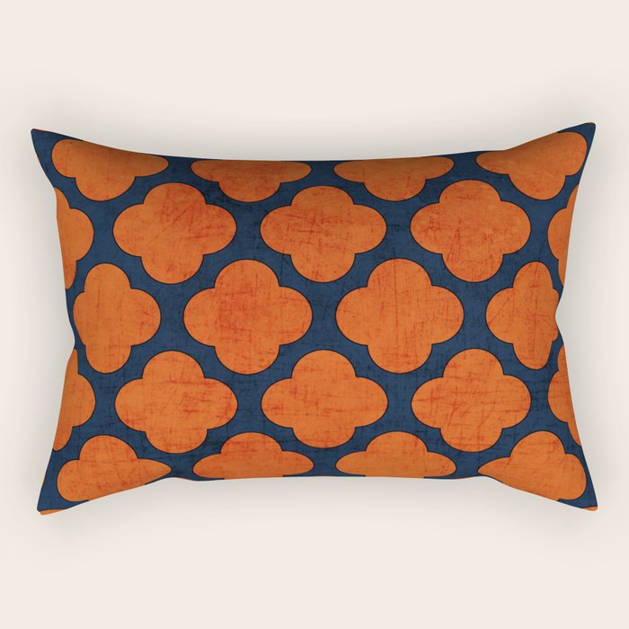 navy and orange clover Rectangular Pillow by her art | Society6