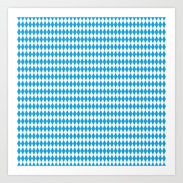 Oktoberfest Bavarian Blue And White Medium Diagonal Diamond Pattern Art