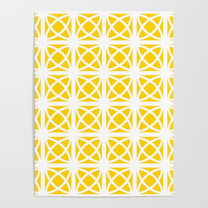 Mid Century Modern Atomic Rings 622 Yellow Poster by Tony Magner Design ...