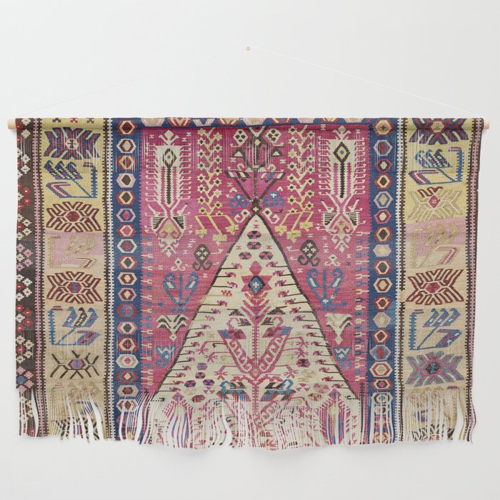 Cute Pink Antique Turkish Niche Kilim Print Wall Hanging by Vicky Brago ...