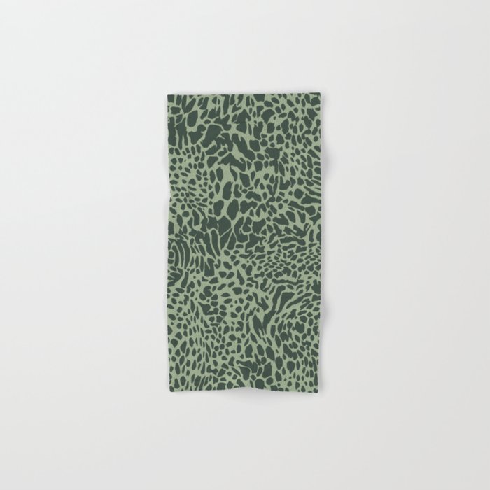 dark green patterned towels