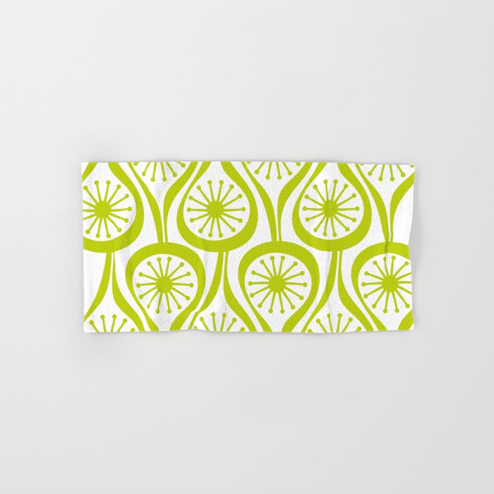 lime green patterned towels