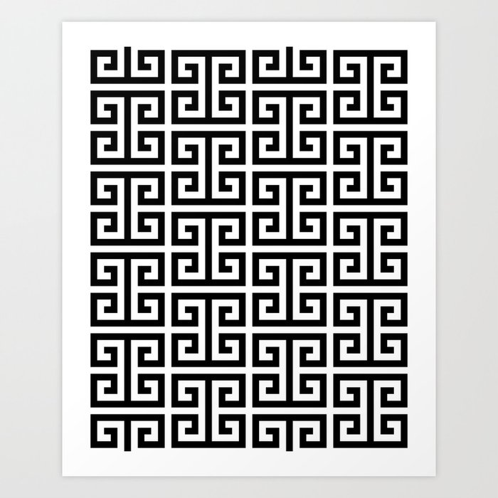 Large Black and White Greek Key Pattern Art Print by annaleeblysse ...
