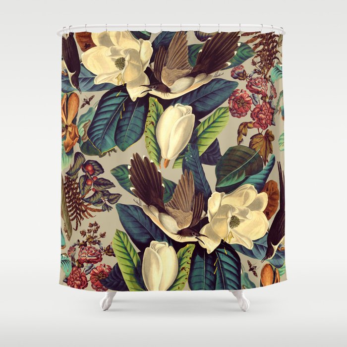 Floral And Birds Xxi Ii Shower Curtain By Burcu Korkmazyurek Society6