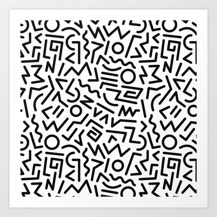 Black and White Memphis Design Art Print by JunkyDotCom | Society6