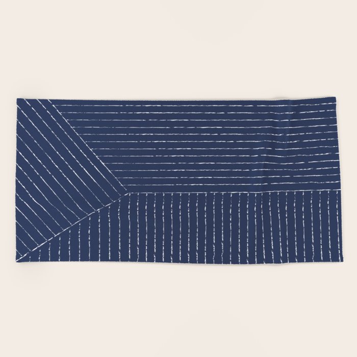 Lines (Navy) Beach Towel by Summer Sun Home Art | Society6