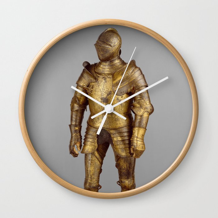 Vintage Golden Knight Armor Photograph (1527) Wall Clock by ...