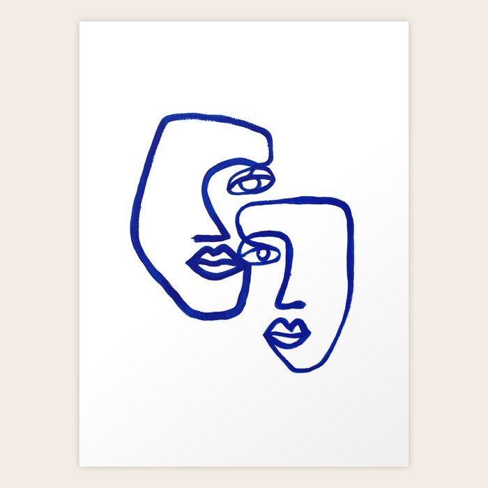 Abstract Faces Line Drawing Art Print by Tiger Spirit | Society6