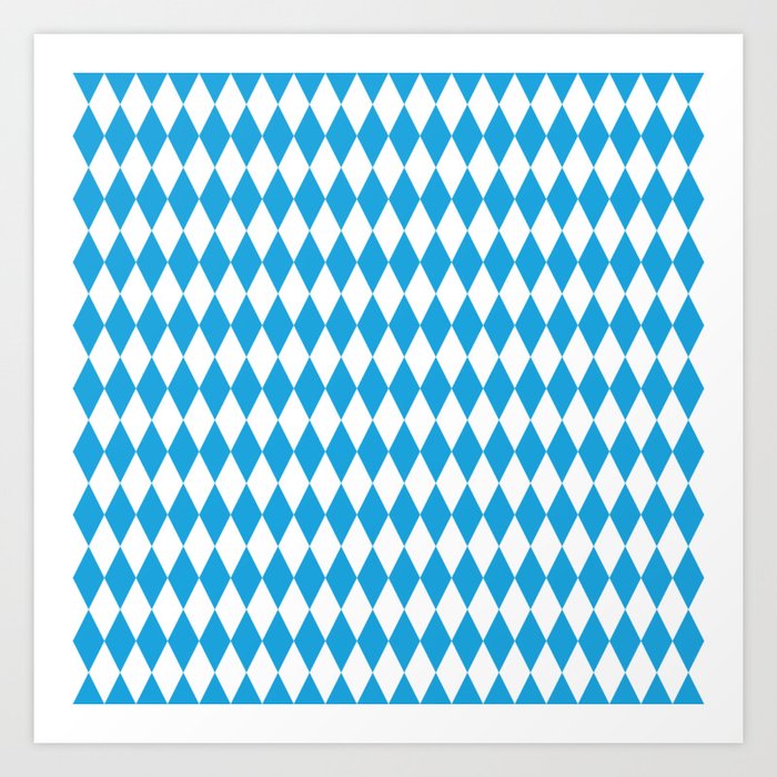 Oktoberfest Bavarian Blue And White Large Diagonal Diamond Pattern Art