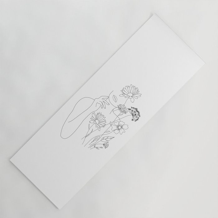 Minimal Line Art Woman With Flowers Iii Yoga Mat By Nadja Society6