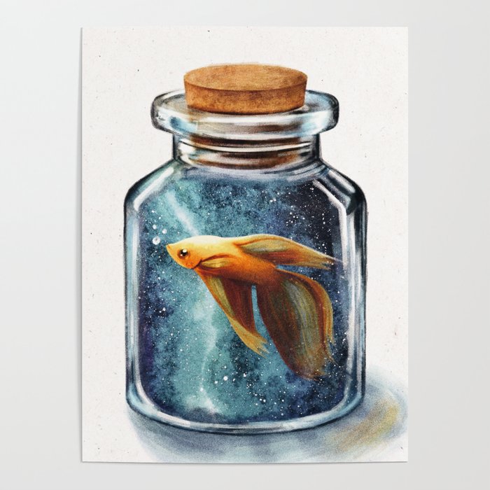 Galaxy Fish for Adoption Poster by Luisa Azevedo | Society6
