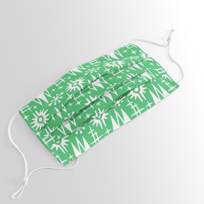 Mid Century Modern Atomic Space Age Pattern Green Face Mask by Tony ...