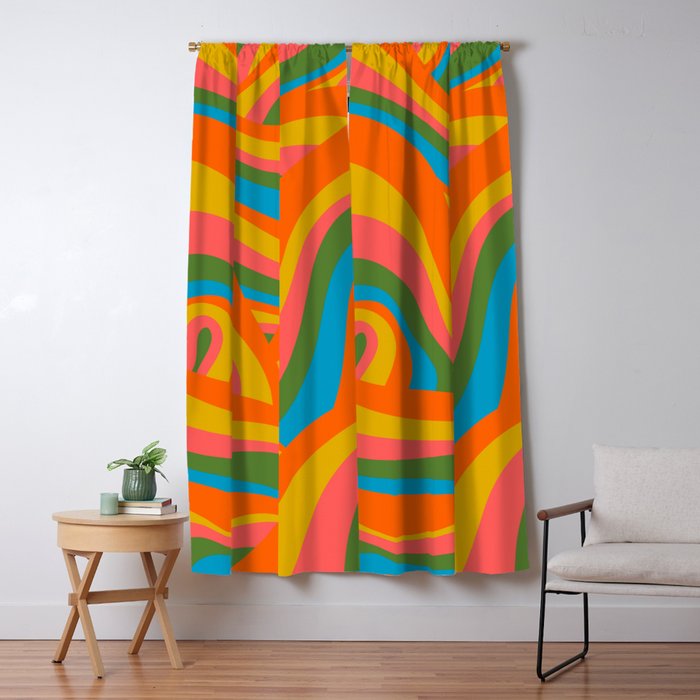Retro 70s Psychedelic Abstract Pattern Blackout Curtain By Trajeado14
