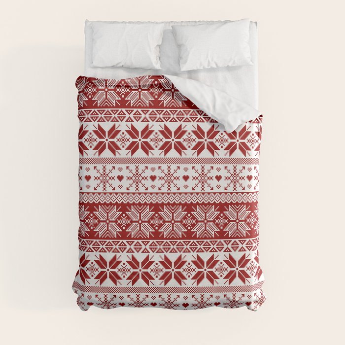 red patterned duvet covers