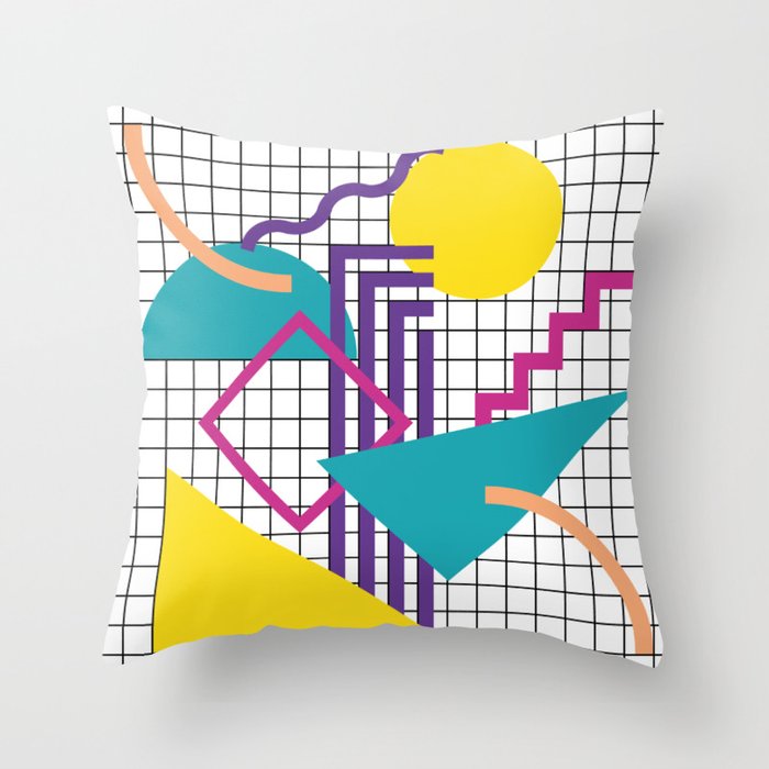 Memphis Pattern 80s Retro White Throw Pillow By Graphicwavedesign