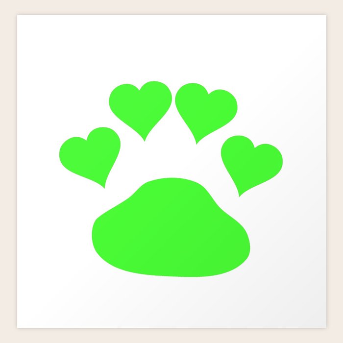 Lime Green Paw Print