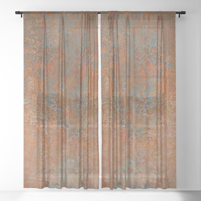 Vintage Rust Copper Sheer Curtain by Megan Morris | Society6