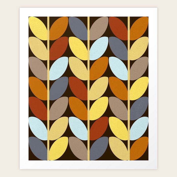 Retro 70s Color Palette Leaf Pattern Art Print by Alisa Galitsyna ...