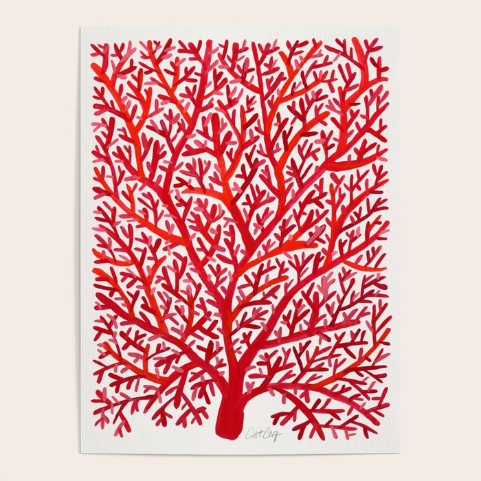 Red Fan Coral Poster by Cat Coquillette | Society6