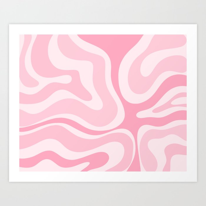 Modern Retro Liquid Swirl Abstract in Pretty Pastel Pink Art Print by ...