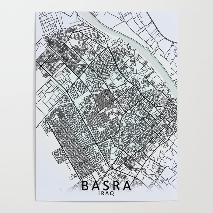 Basra, Iraq, White, City, Map Poster by City Map Art Prints | Society6