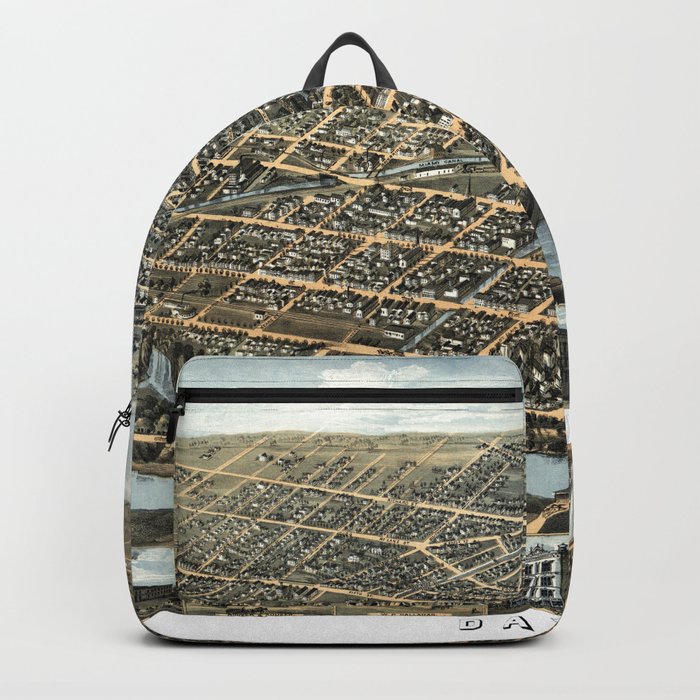 Dayton Ohio - 1870 antique pictorial map Backpack by nobel-art | Society6