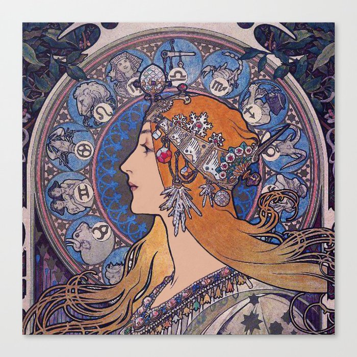 Alfons mucha ,“ Zodiac ” Canvas Print by DOHSHIN | Society6