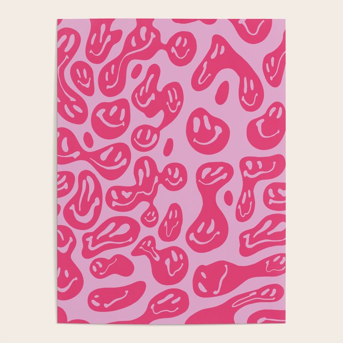 Hot Pink Dripping Smiley Poster by artbylamia | Society6