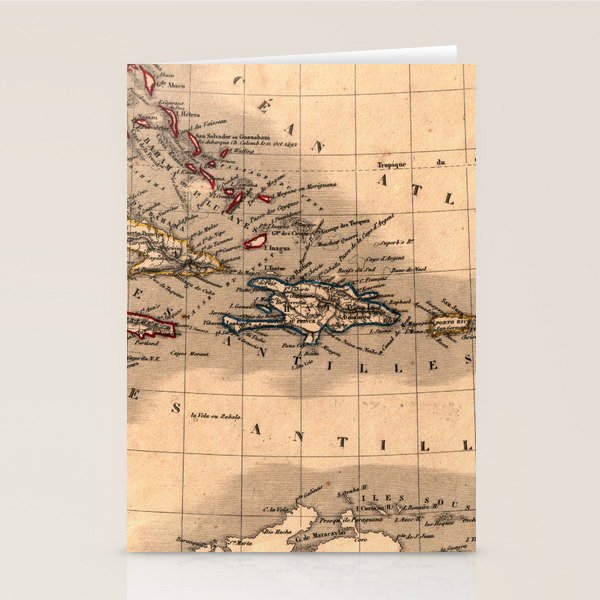 Map Of The Caribbean 1843 Stationery Cards by Vintage Maps & Prints ...