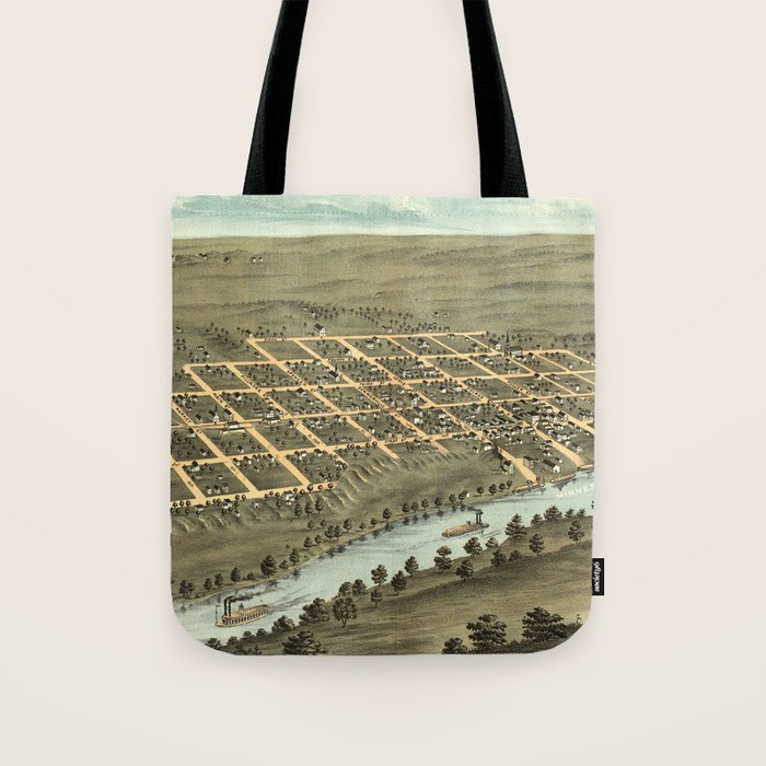 Vintage Map of Shakopee MN (1869) Tote Bag by BravuraMedia | Society6