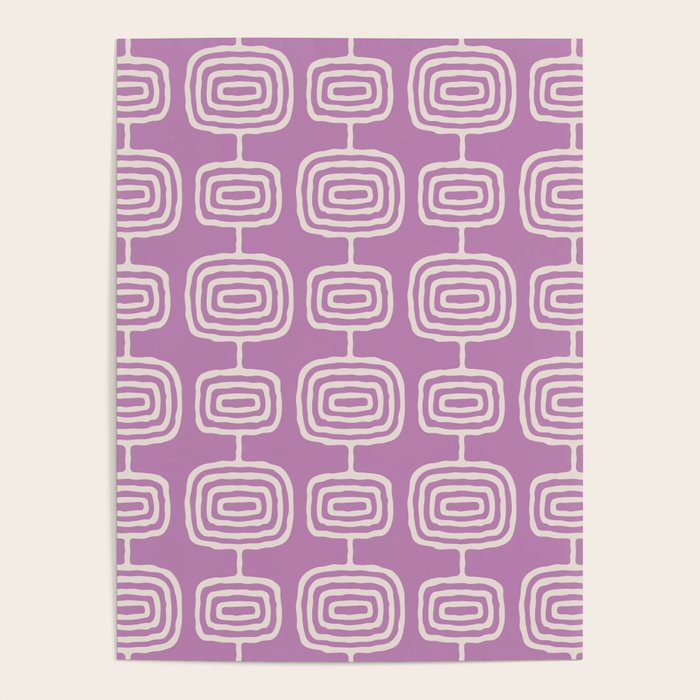Mid Century Modern Atomic Rings Pattern Lilac Poster by Tony Magner ...