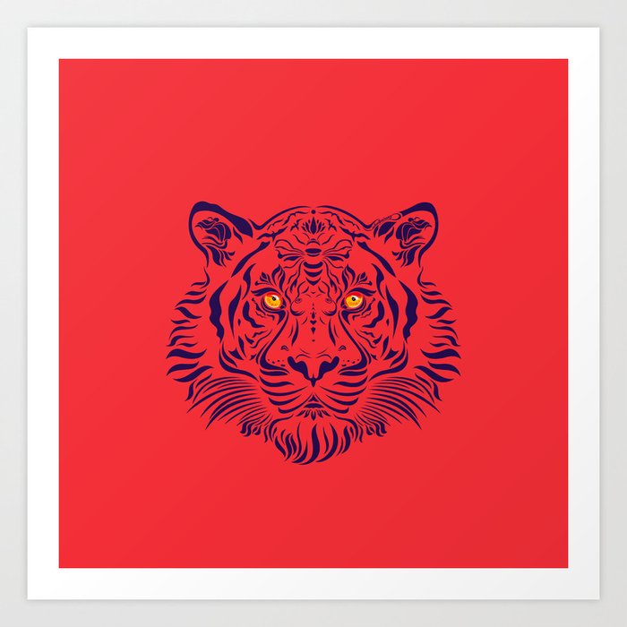 Red/Blue Tiger by #Bizzartino Art Print by Bizzartino | Society6