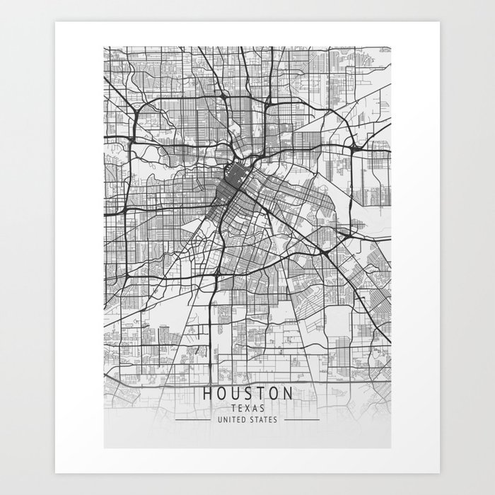 Houston Texas city map Art Print by Serenity by Alex | Society6