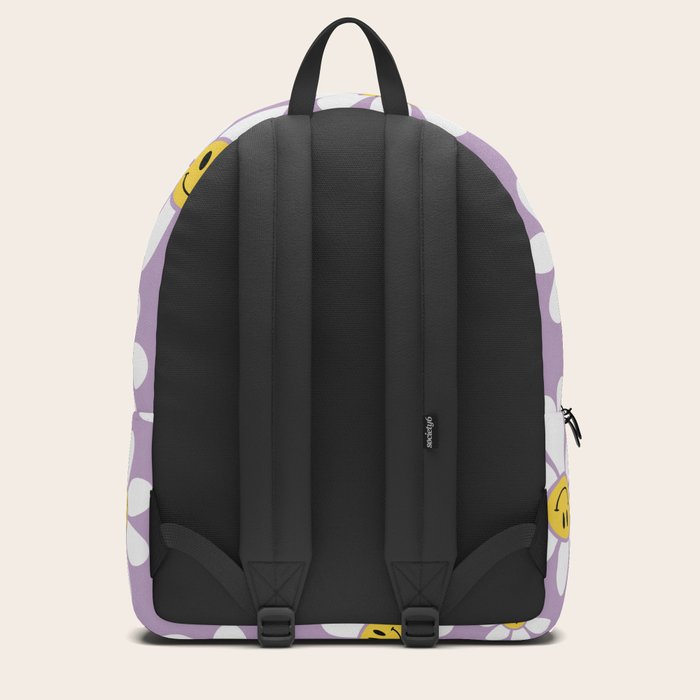 purple smiley face backpack