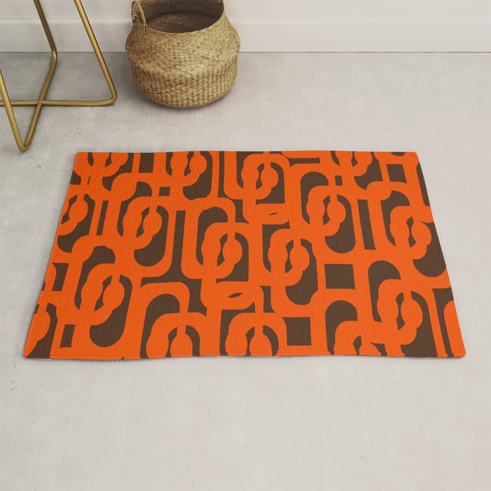dark orange patterned rug