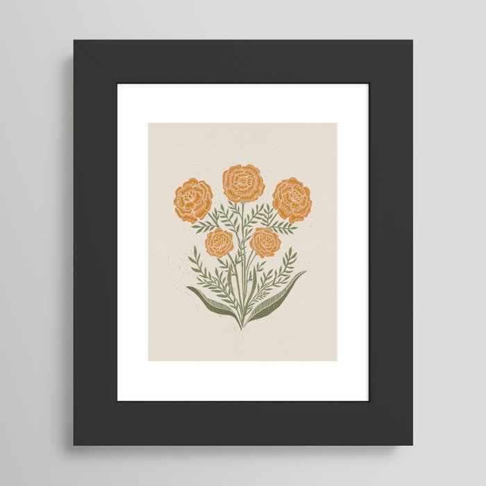 Marigold Block Print Art Print by Lathe and Quill | Society6