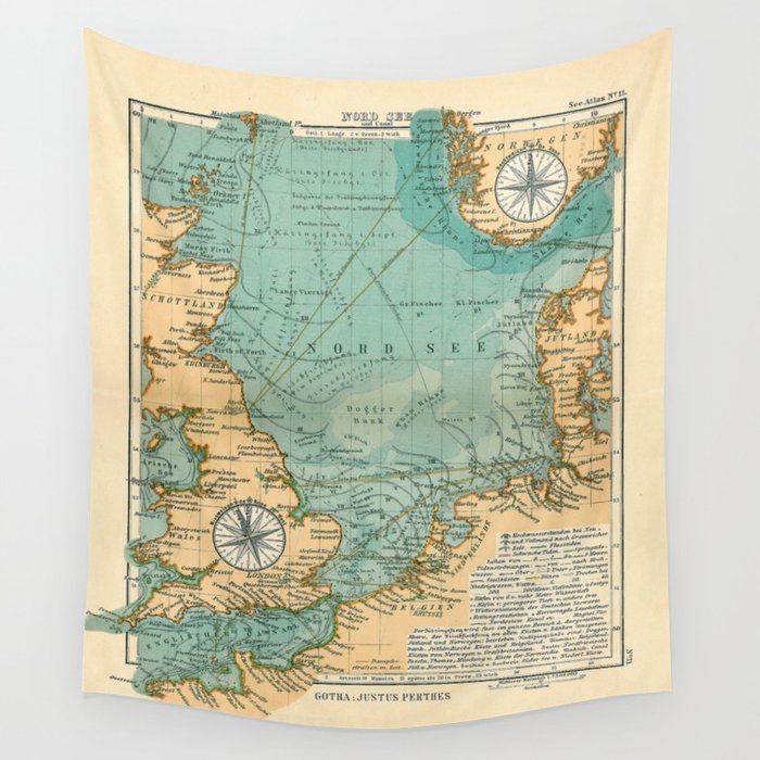 Vintage North Sea Viking & Norse Routes Map (1906) Wall Tapestry by ... Vintage North Sea Viking & Norse Routes Map (1906) Wall Tapestry by ...