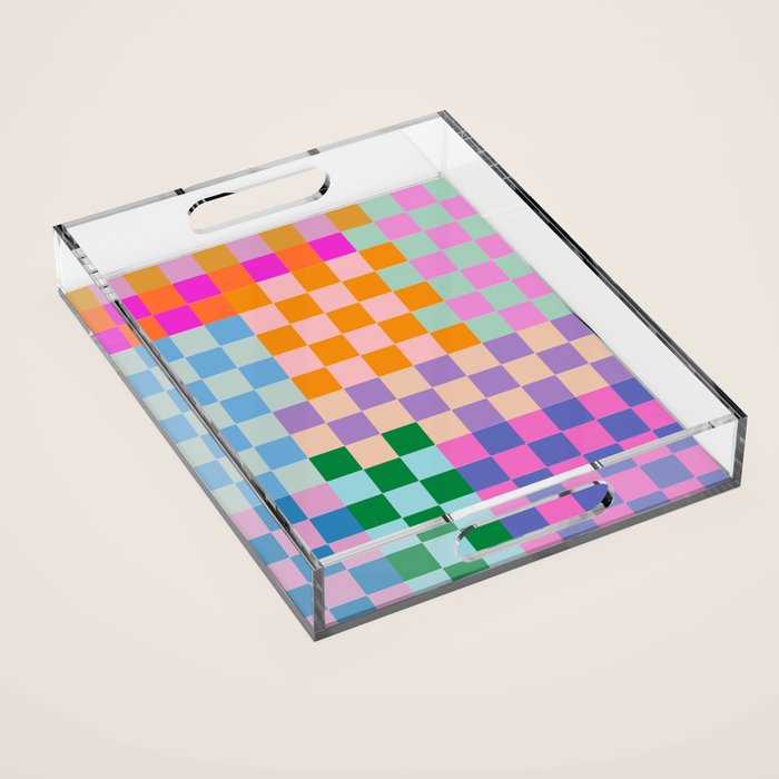 Checkerboard Collage Acrylic Tray by apricot+birch | Society6