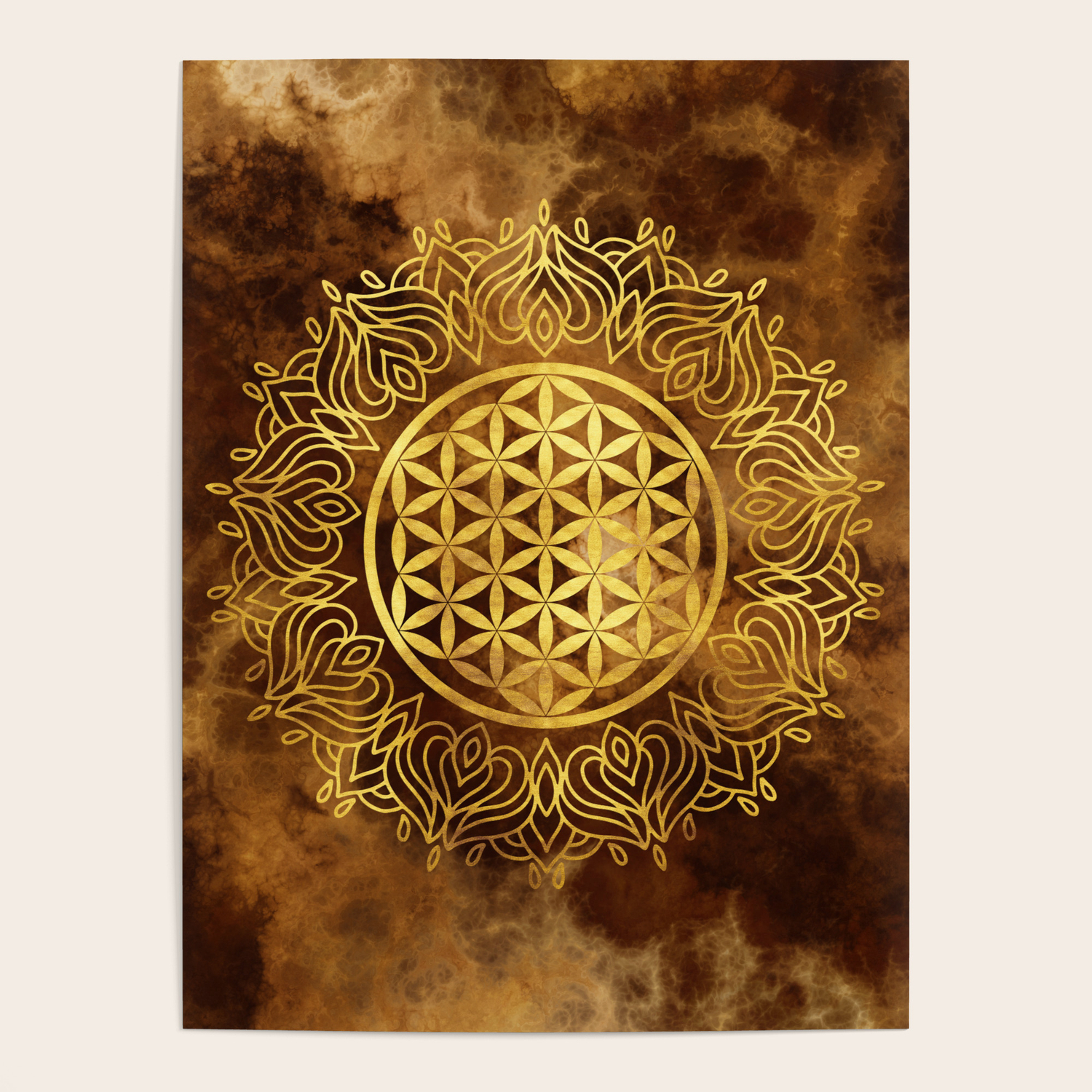 An Earthy Flower of Life Acrylic Art & Collectibles Painting etna.com.pe