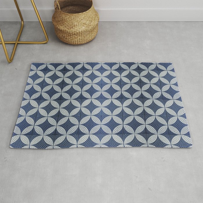 Mid-century blue tiles pattern - The atomic era Rug by Carolina Reina ...