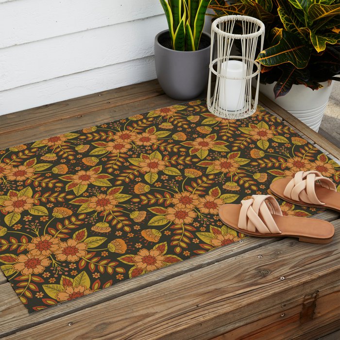 dark orange patterned rug