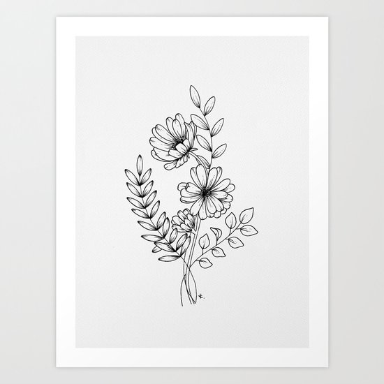 Simple Wildflower Bouquet Art Print by WildBloom Art | Society6