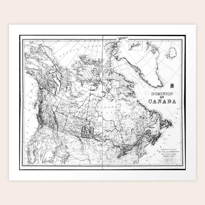 Vintage Map of Canada (1898) BW Art Print by BravuraMedia | Society6
