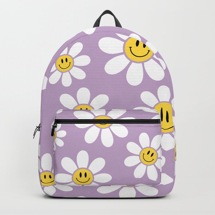 purple smiley face backpack